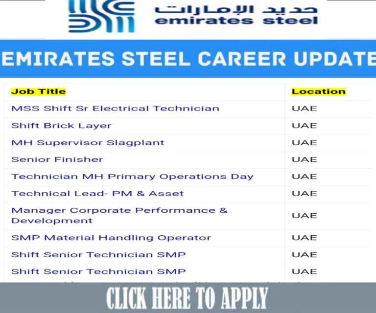 Emirates Steel Vacancy | Abu Dhabi Steel Careers 2025: Dates, Venues ...
