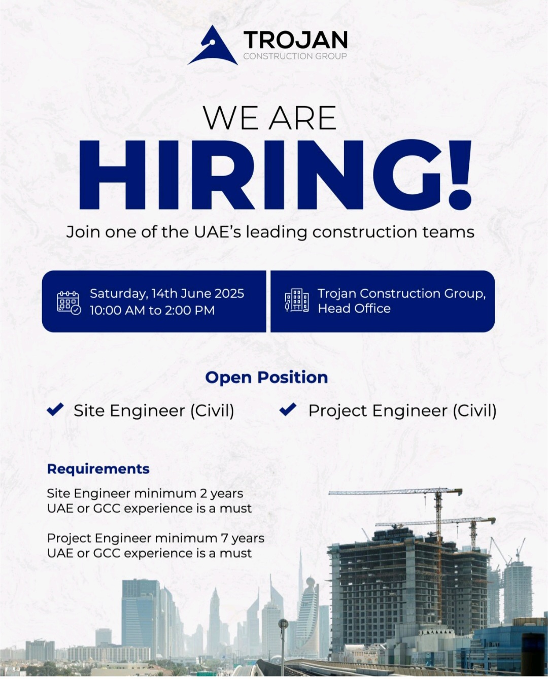 Trojan Construction Walk in Interview in Abu Dhabi 2025