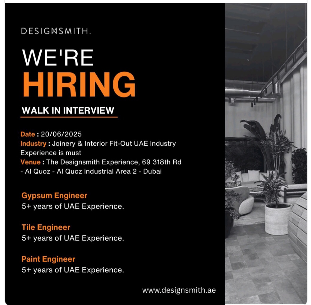 Designsmith Walk in Interview in Dubai 2025: Dates, Venues, and Key Details