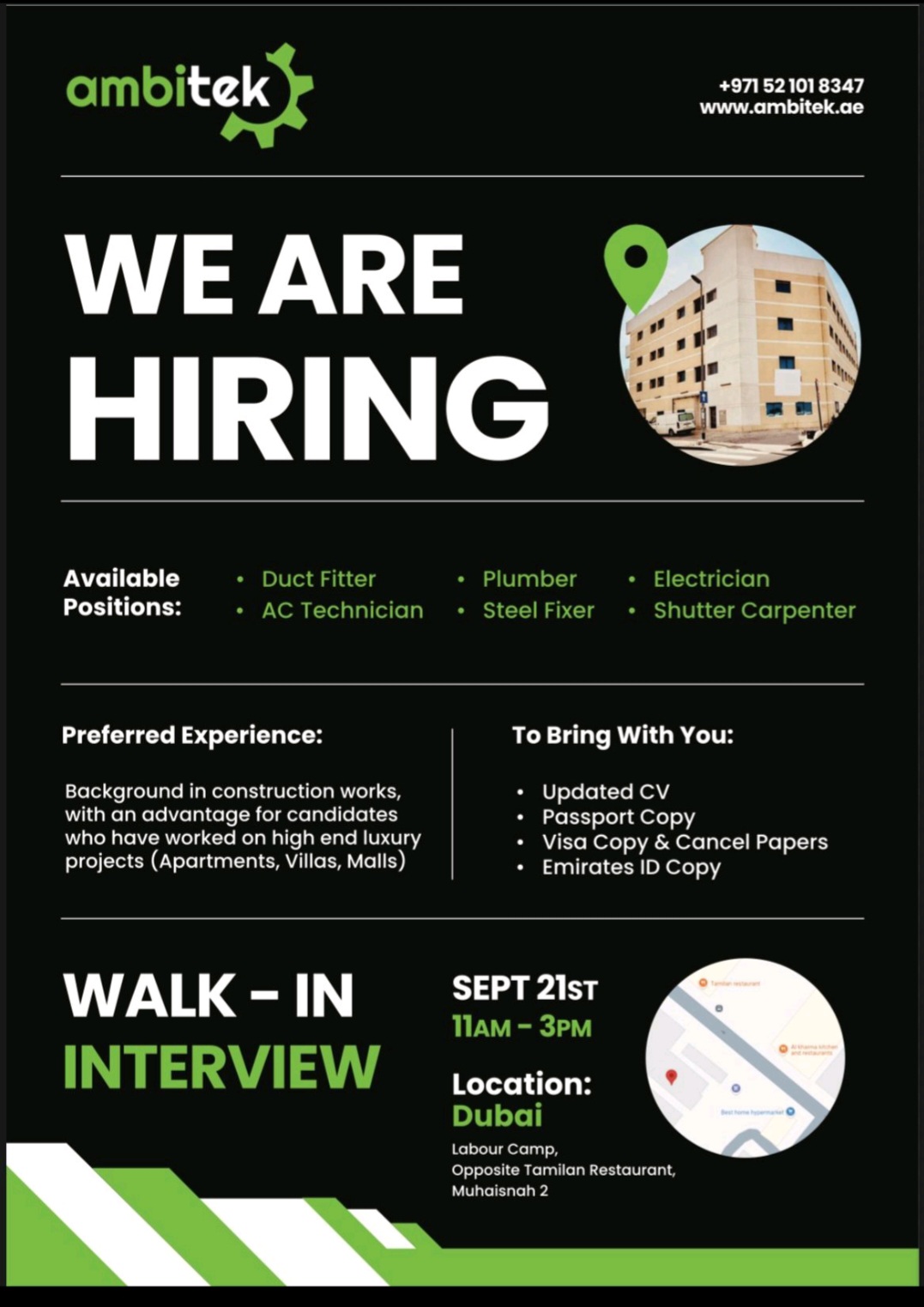 Ambitek UAE Walk-In Interviews: Your Chance to Join Major Projects